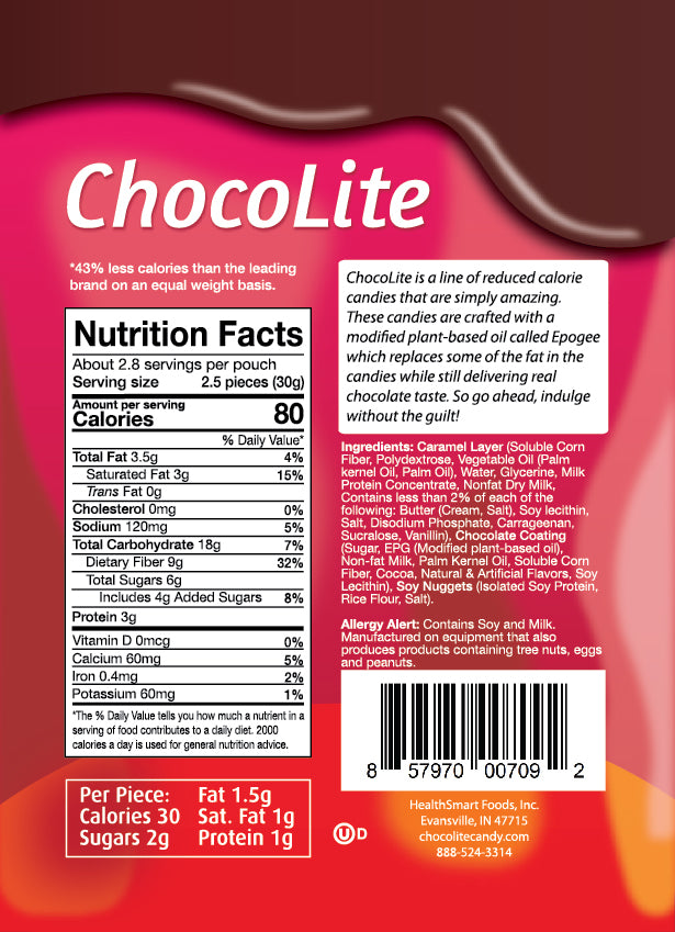ChocoLite Caramel Crispy 7 Count Pouch – HealthSmart Foods